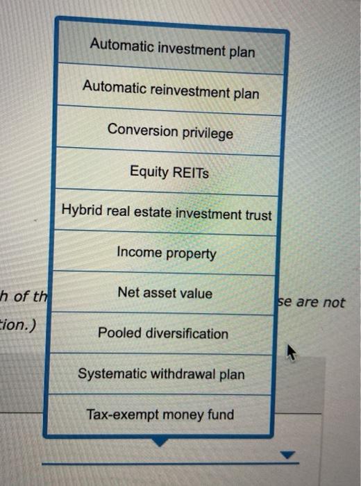 Solved Automatic investment plan Automatic reinvestment | Chegg.com
