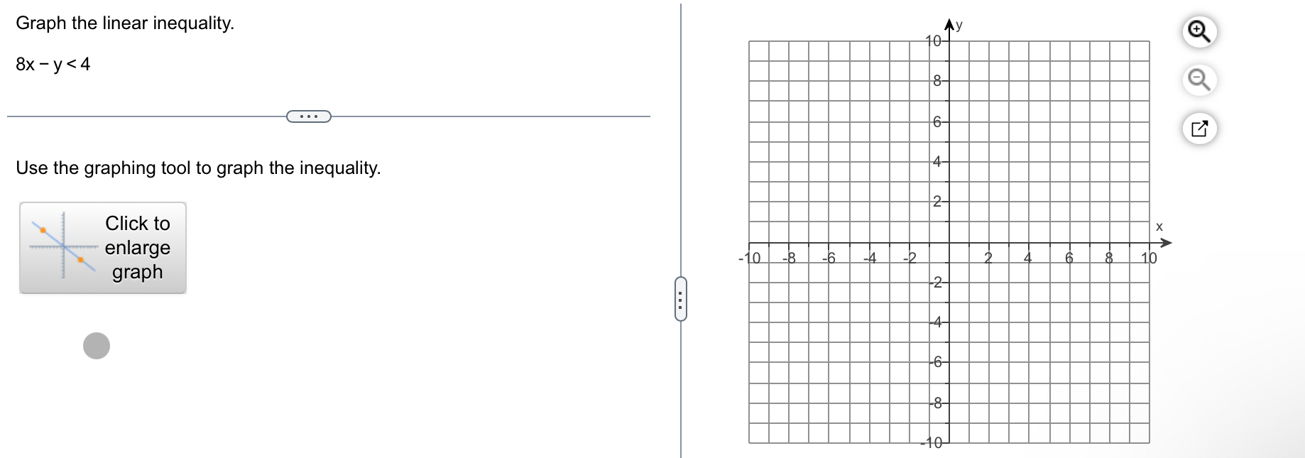 Graph the linear inequality.8x-y