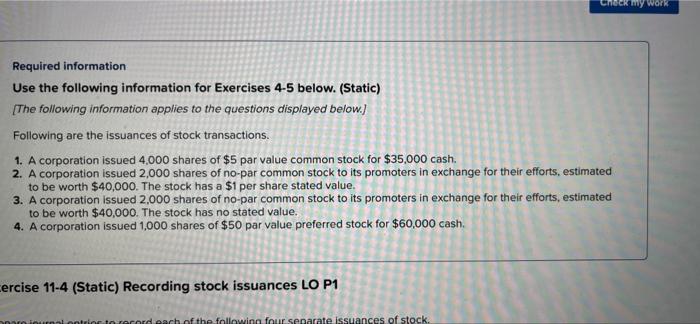 Solved Use the following information for Exercises 4-5 | Chegg.com
