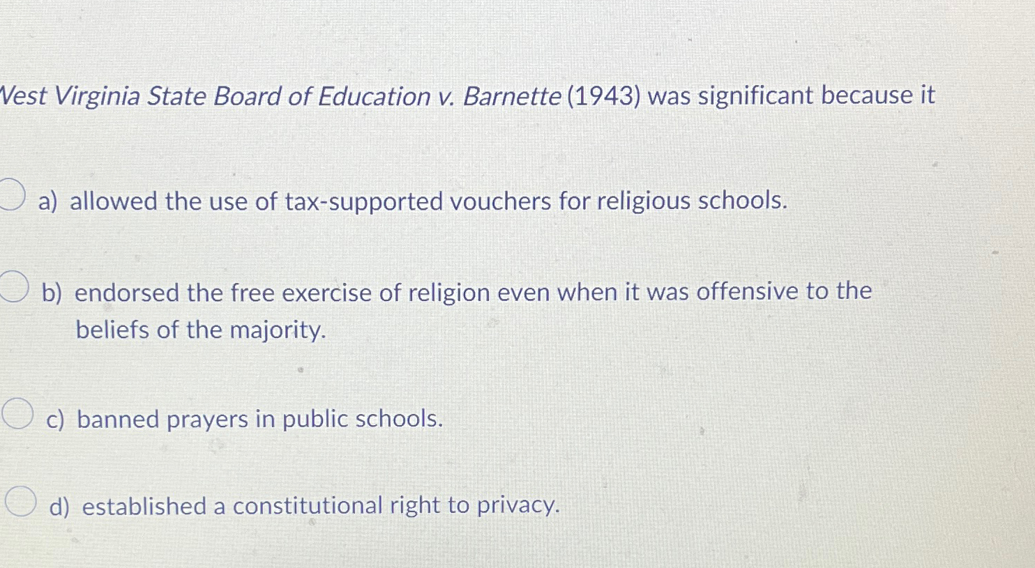 Solved Vest Virginia State Board of Education v. ﻿Barnette | Chegg.com