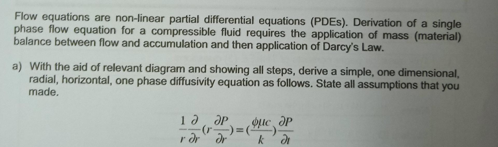 Solved Flow equations are non-linear partial differential | Chegg.com