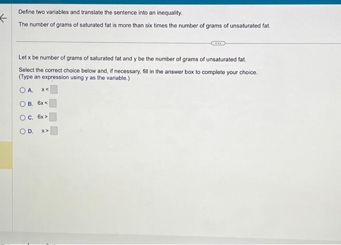 Solved Define two variables and translate the sentence into | Chegg.com