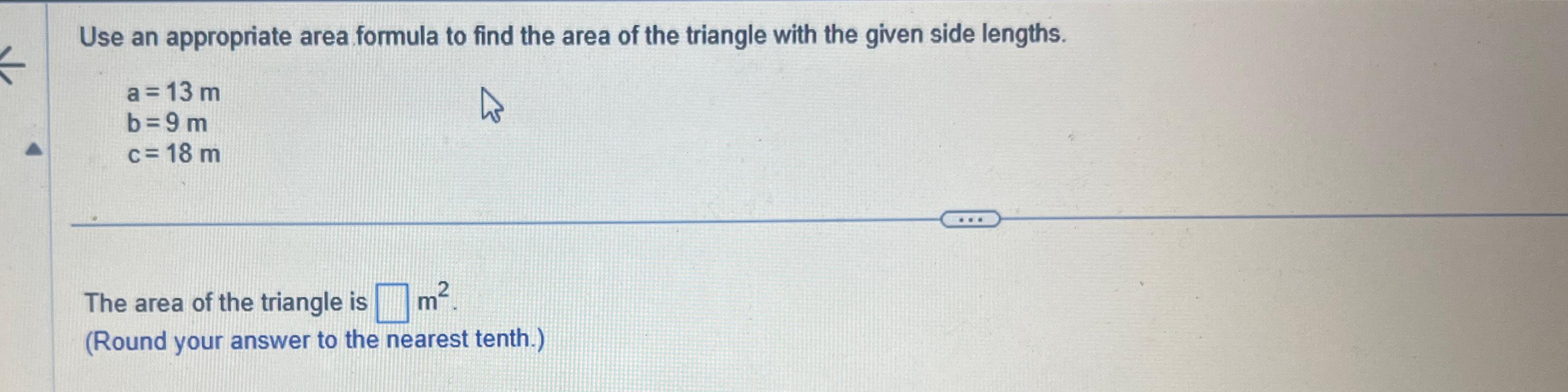 Solved Use an appropriate area formula to find the area of | Chegg.com