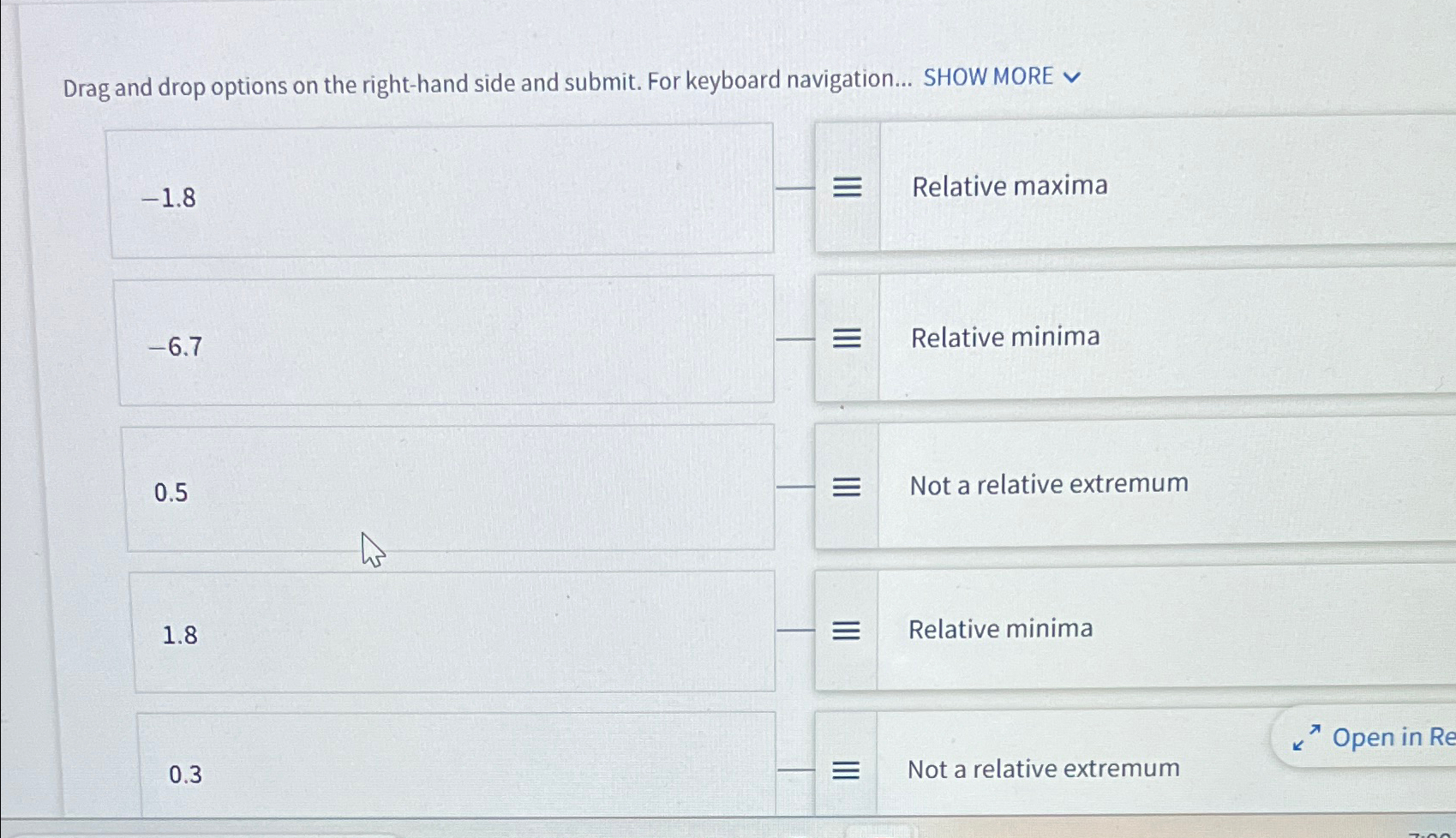 Drag and drop options on the right-hand side and | Chegg.com