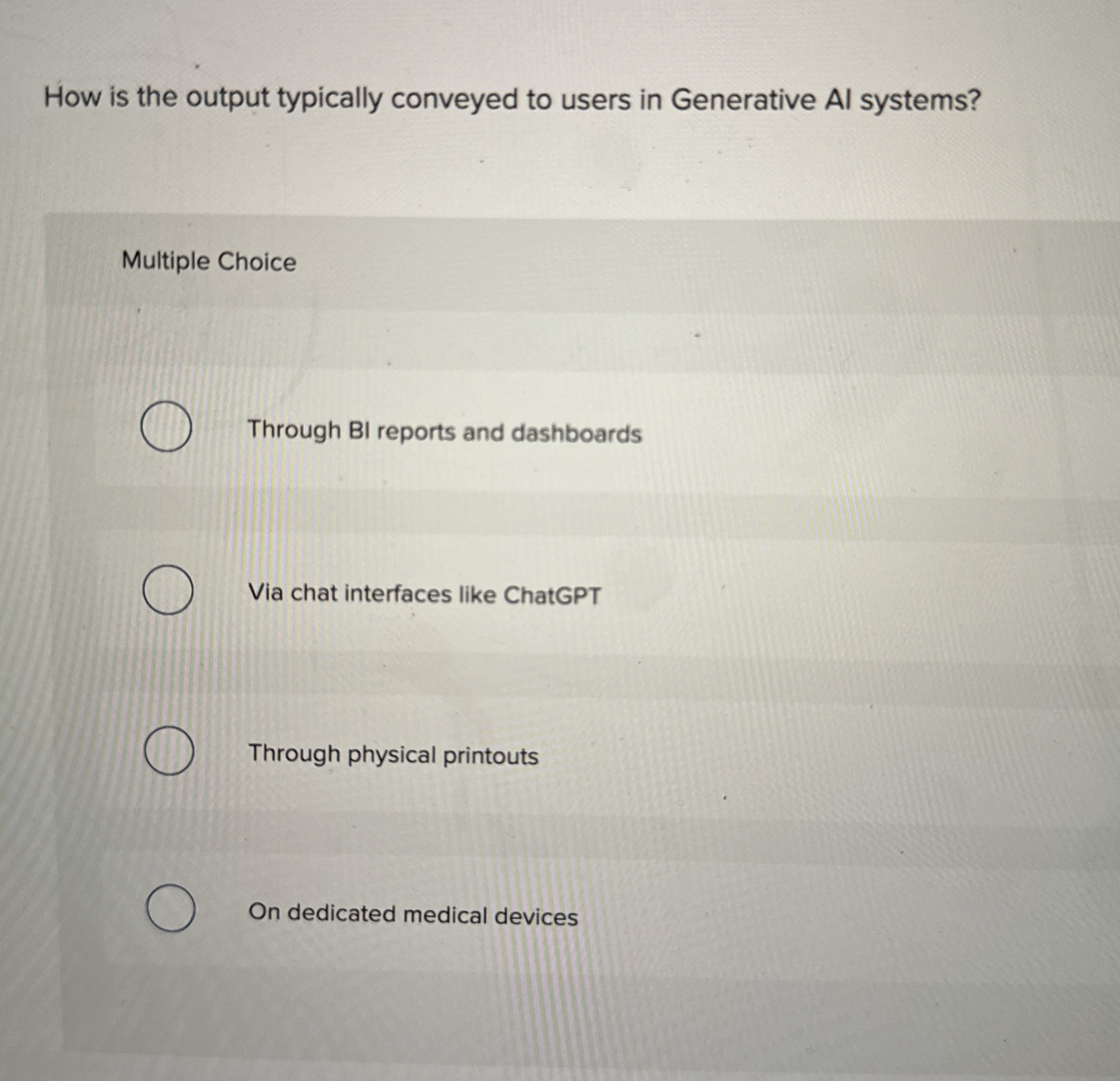 Solved How is the output typically conveyed to users in | Chegg.com