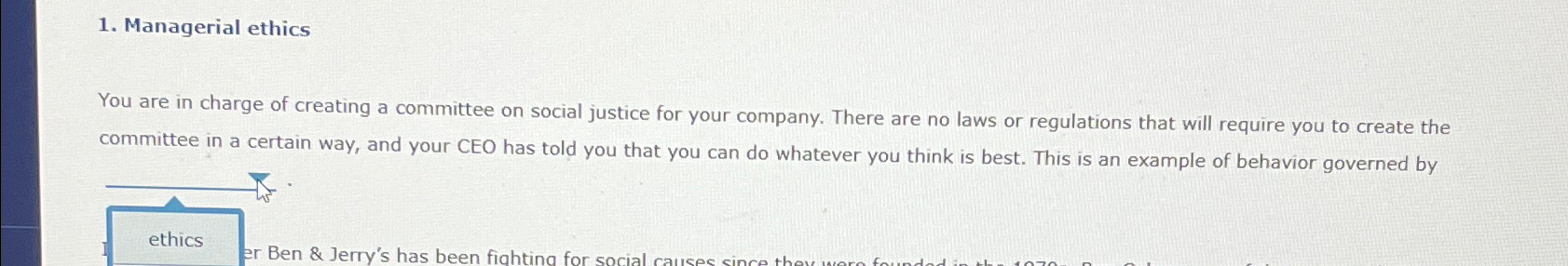 Solved Managerial ethicsYou are in charge of creating a | Chegg.com