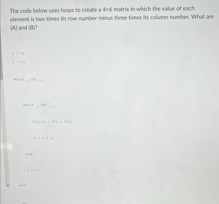 Solved The code below uses loops to create a 4x6 matrix in | Chegg.com