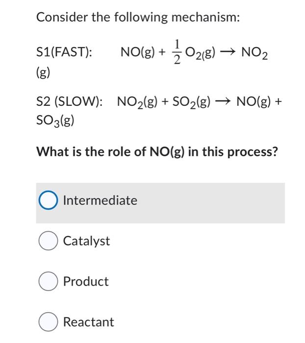 Solved Consider the following mechanism: S1 (FAST): (g) | Chegg.com