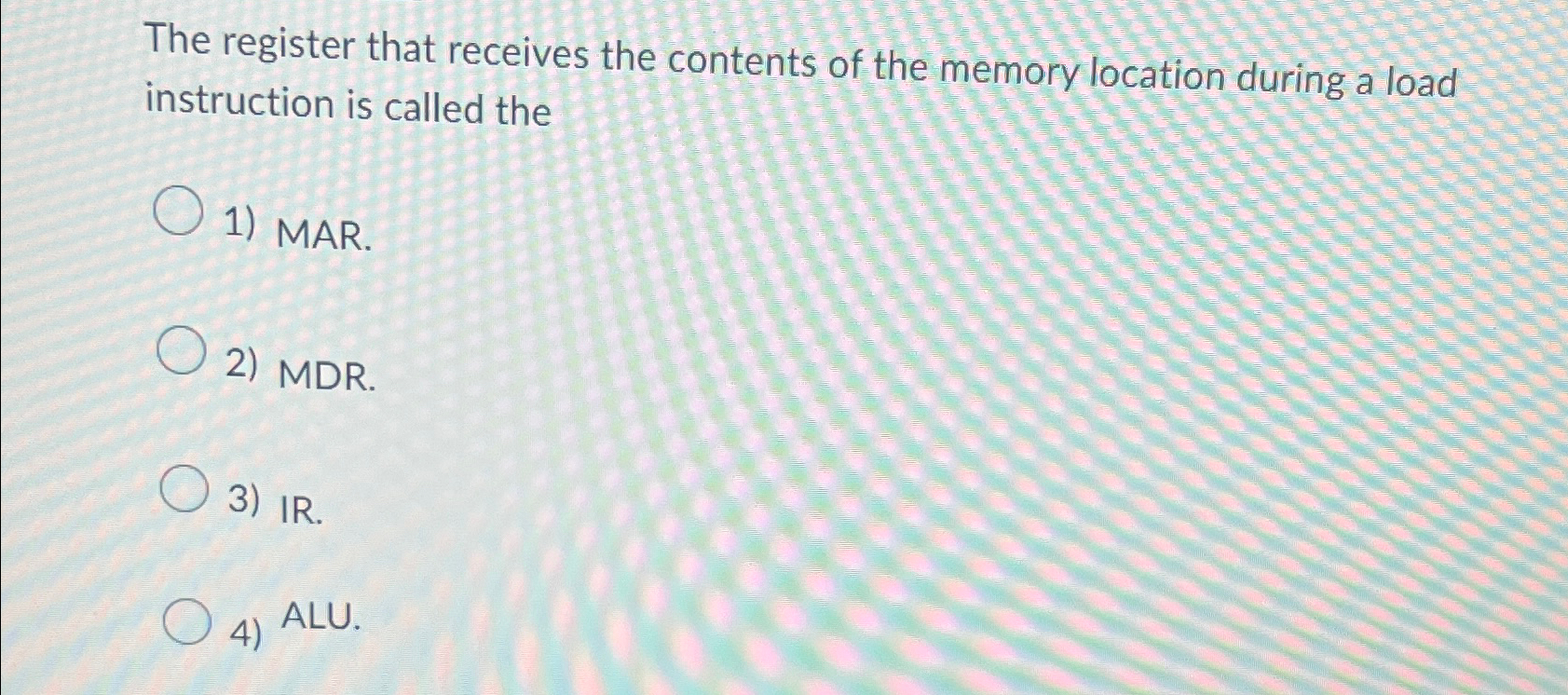 Solved The register that receives the contents of the memory | Chegg.com