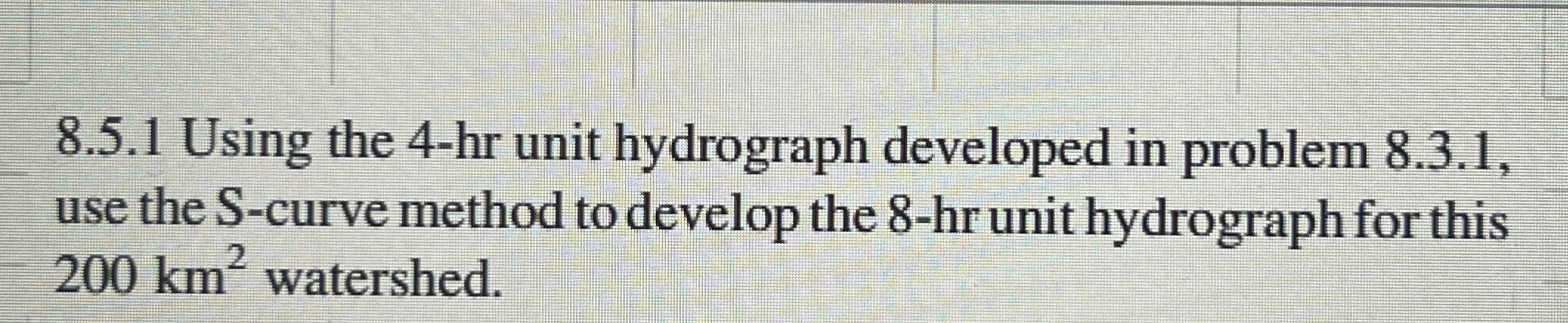 Solved 8.5.1 ﻿Using the 4-hr unit hydrograph developed in | Chegg.com