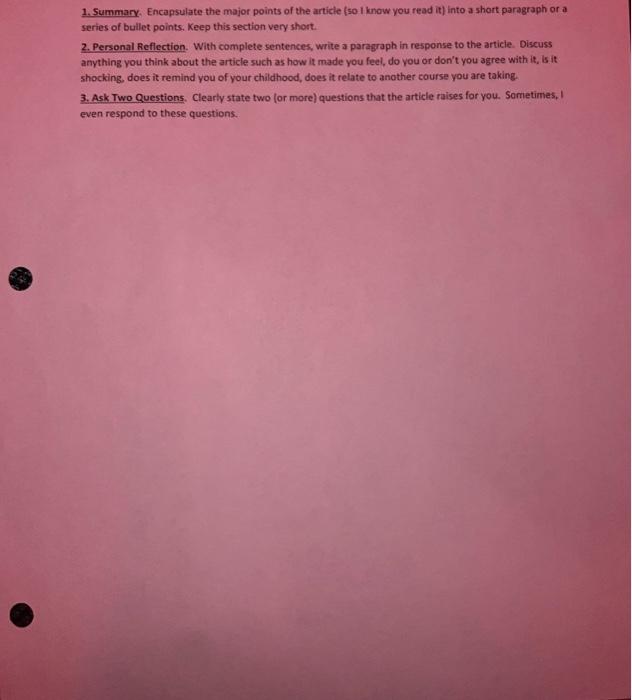 1. Summary, Encapsulate the major points of the | Chegg.com