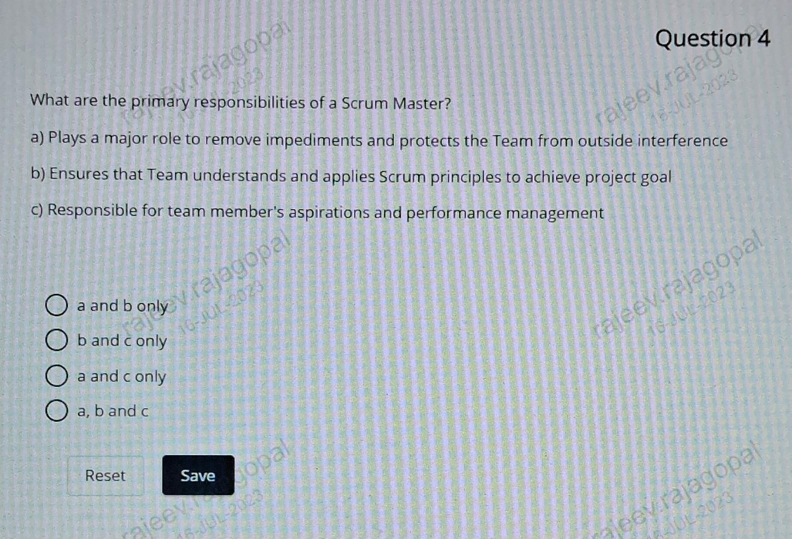 Solved What are the primary responsibilities of a Scrum | Chegg.com