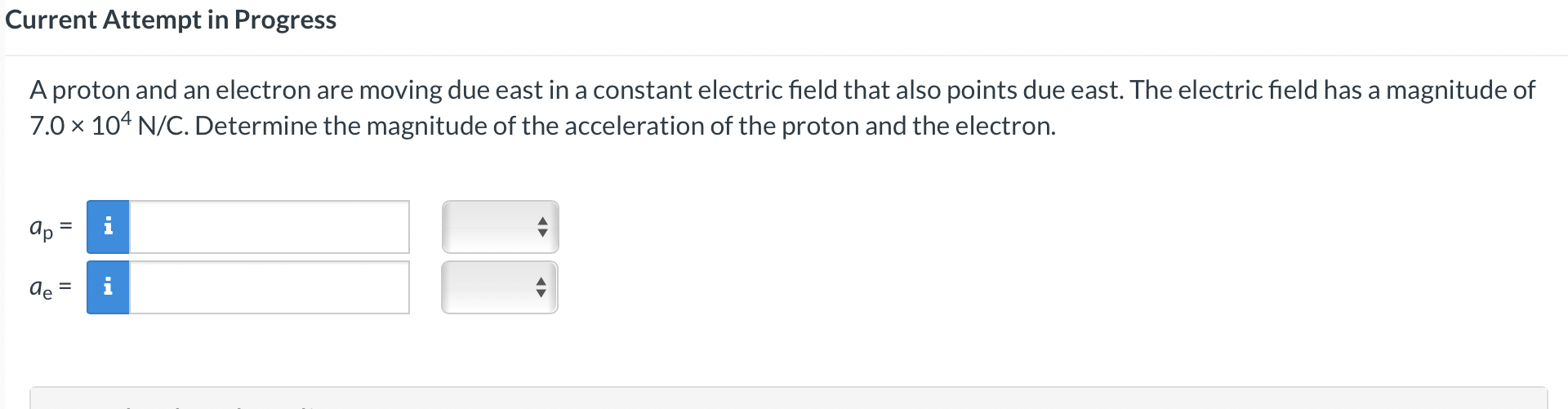 Solved Current Attempt in ProgressA proton and an electron | Chegg.com
