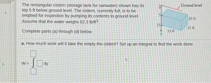 Solved Ground level 이 5 The rectangular cistern (storage | Chegg.com