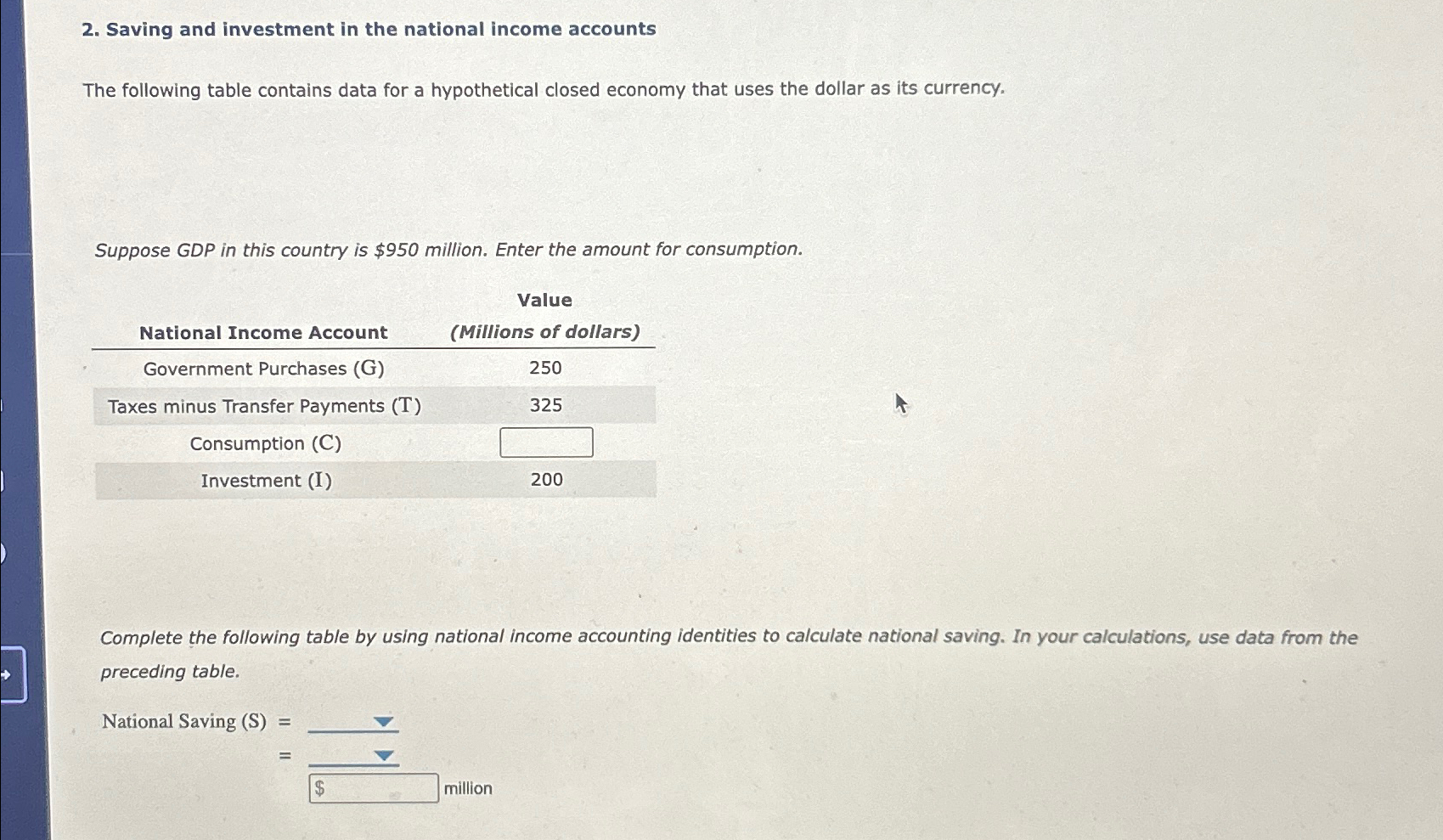Solved Saving and investment in the national income | Chegg.com