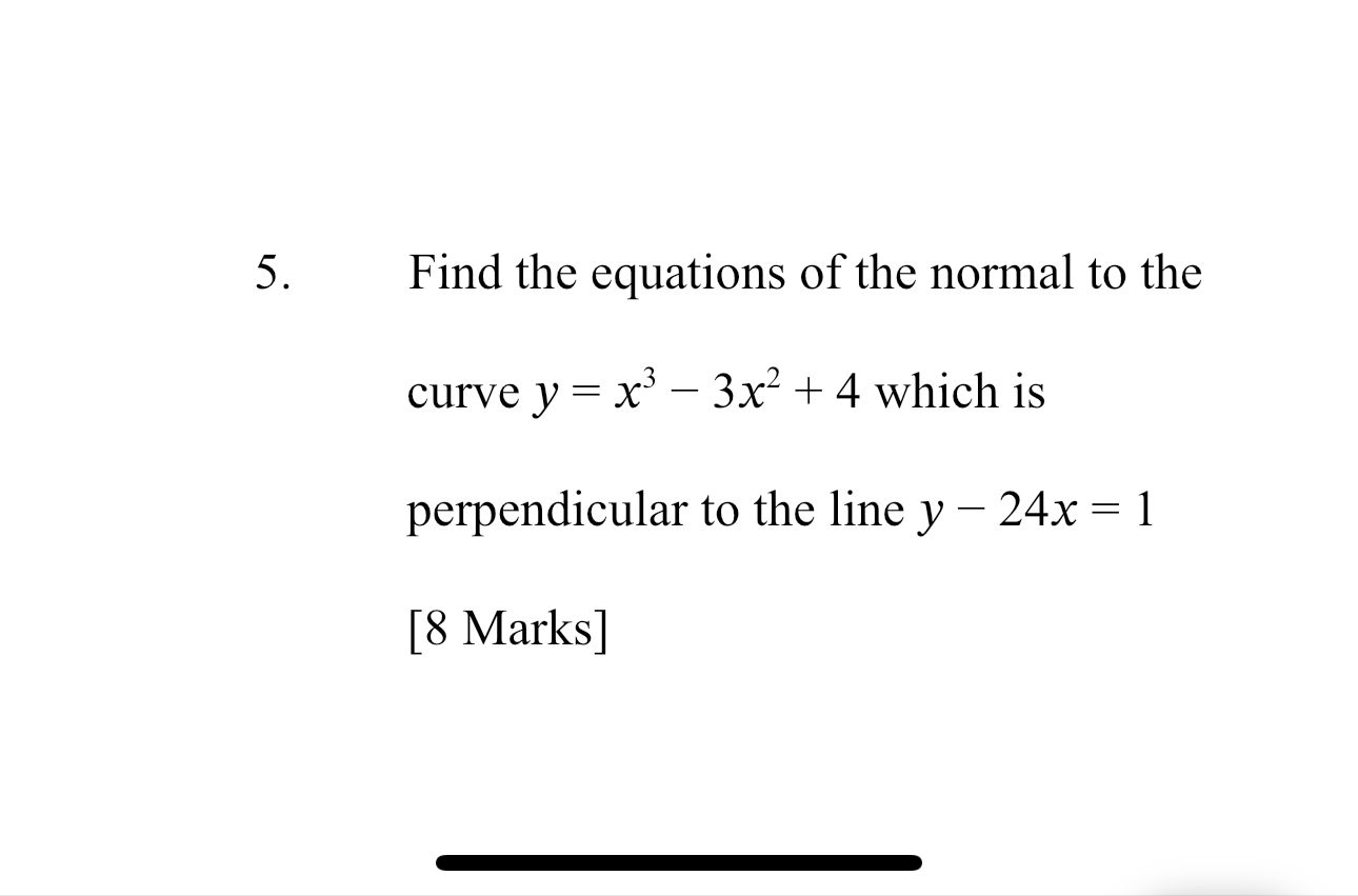 Solved Find the equations of the normal to thecurve | Chegg.com