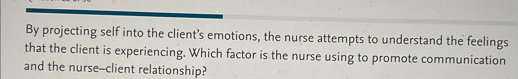 Solved By projecting self into the client's emotions, the | Chegg.com