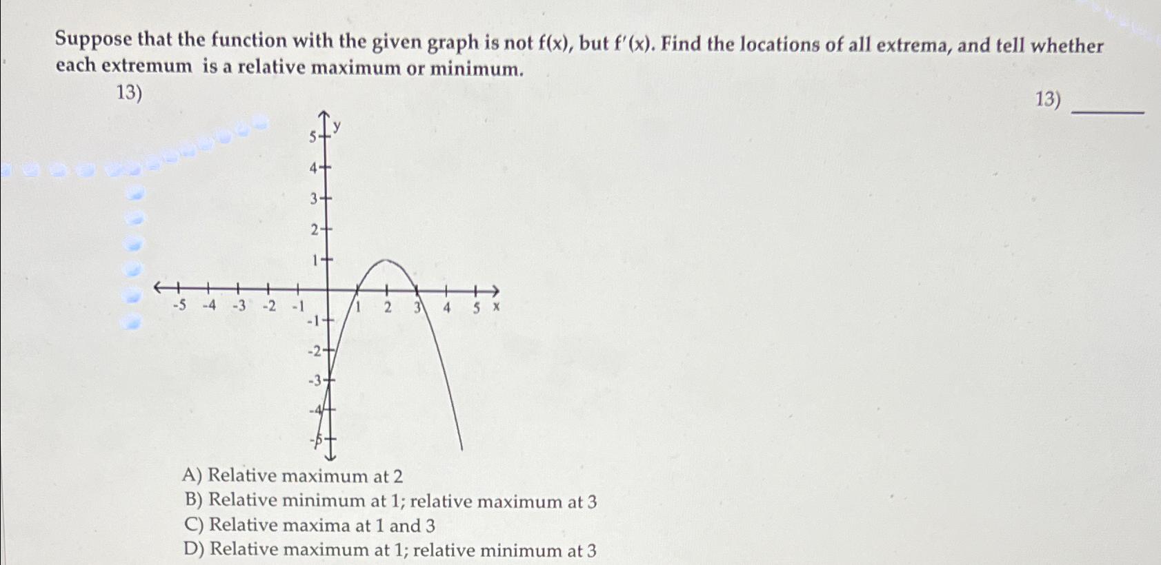 Solved Suppose that the function with the given graph is not | Chegg.com
