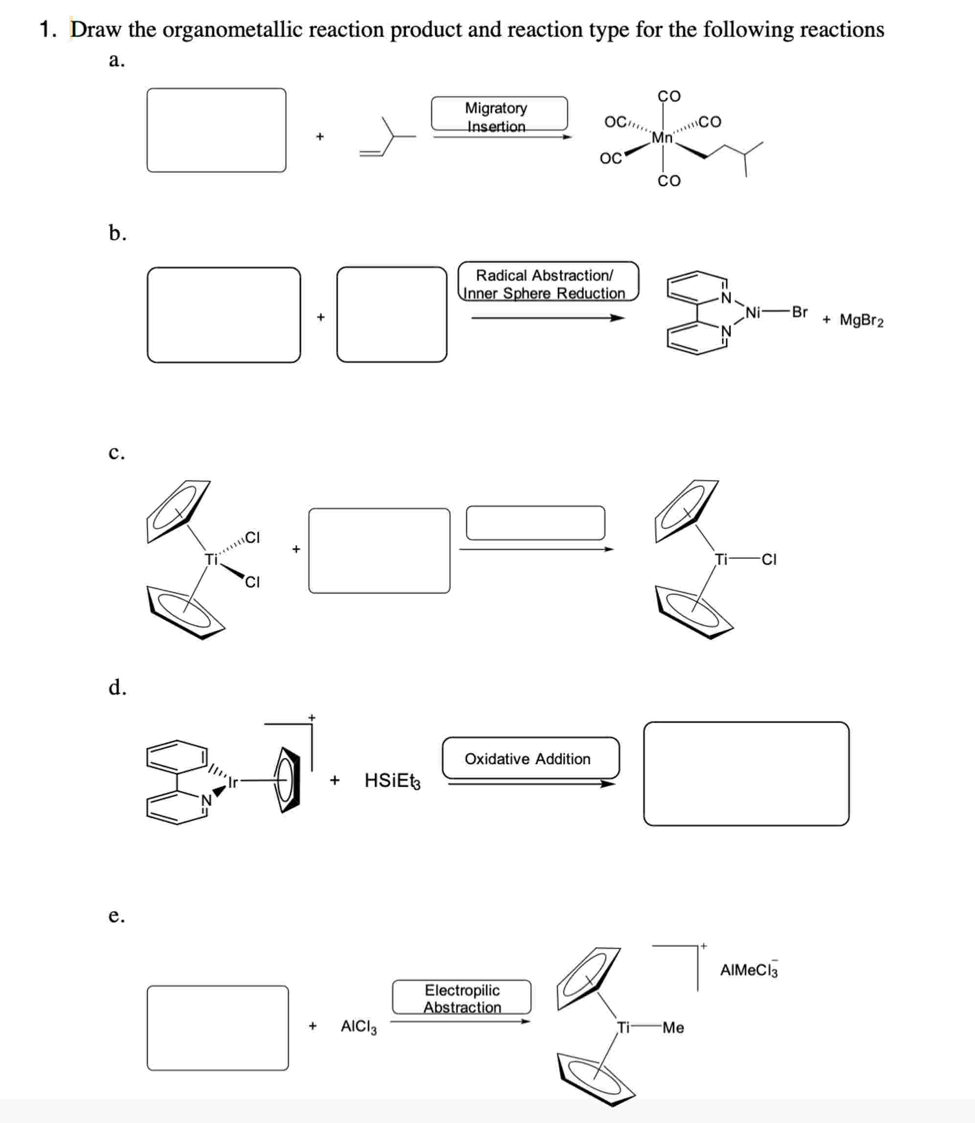Draw the organometallic reaction product and reaction | Chegg.com