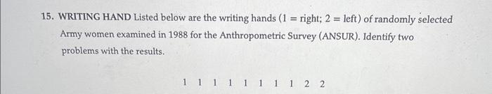 Solved 15. WRITING HAND Listed below are the writing hands | Chegg.com
