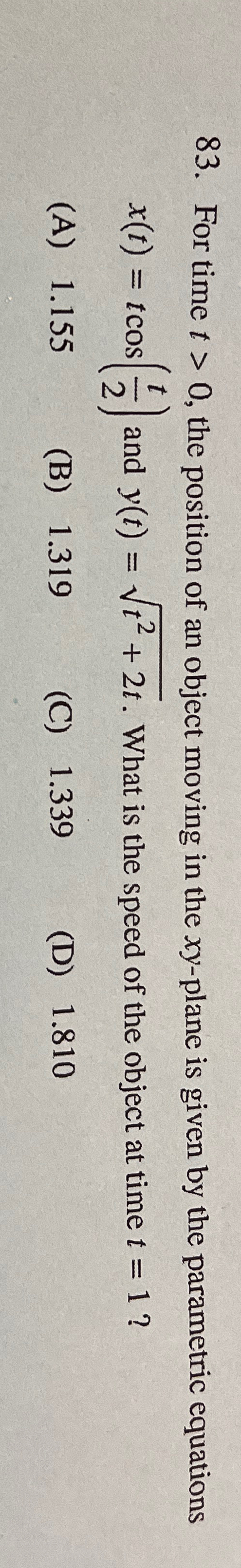 Solved For time t>0, ﻿the position of an object moving in | Chegg.com