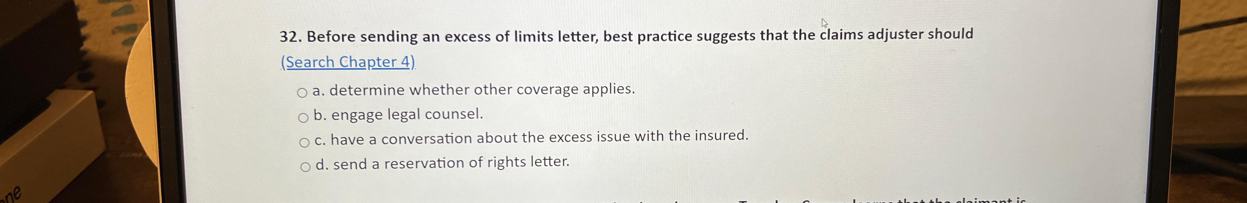 Solved Before sending an excess of limits letter, best | Chegg.com