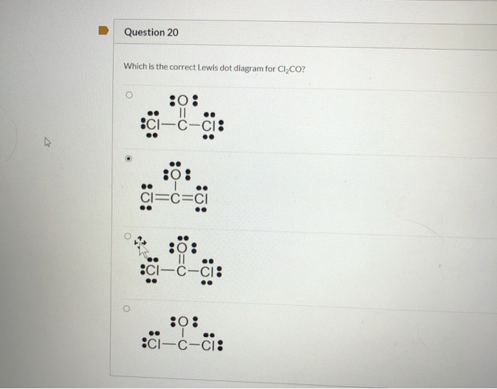 Solved Question 20 Which is the correct Lewis dot diagram | Chegg.com