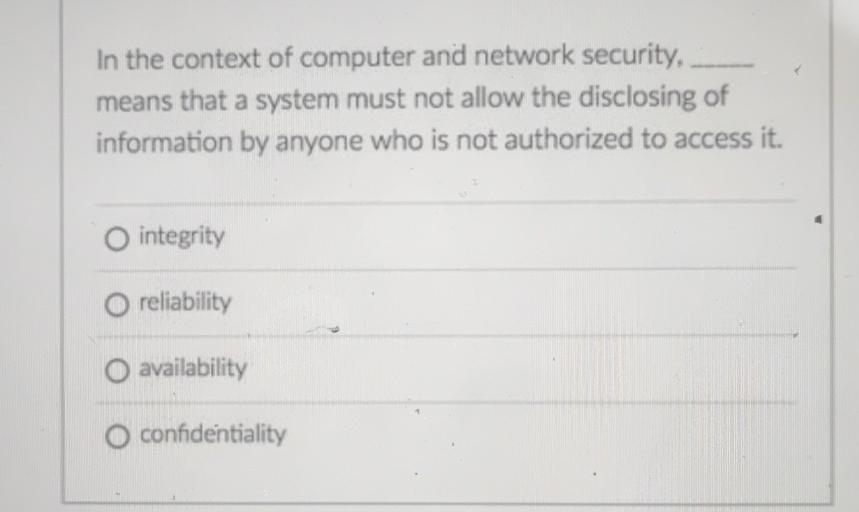 Solved In the context of computer and network security, | Chegg.com