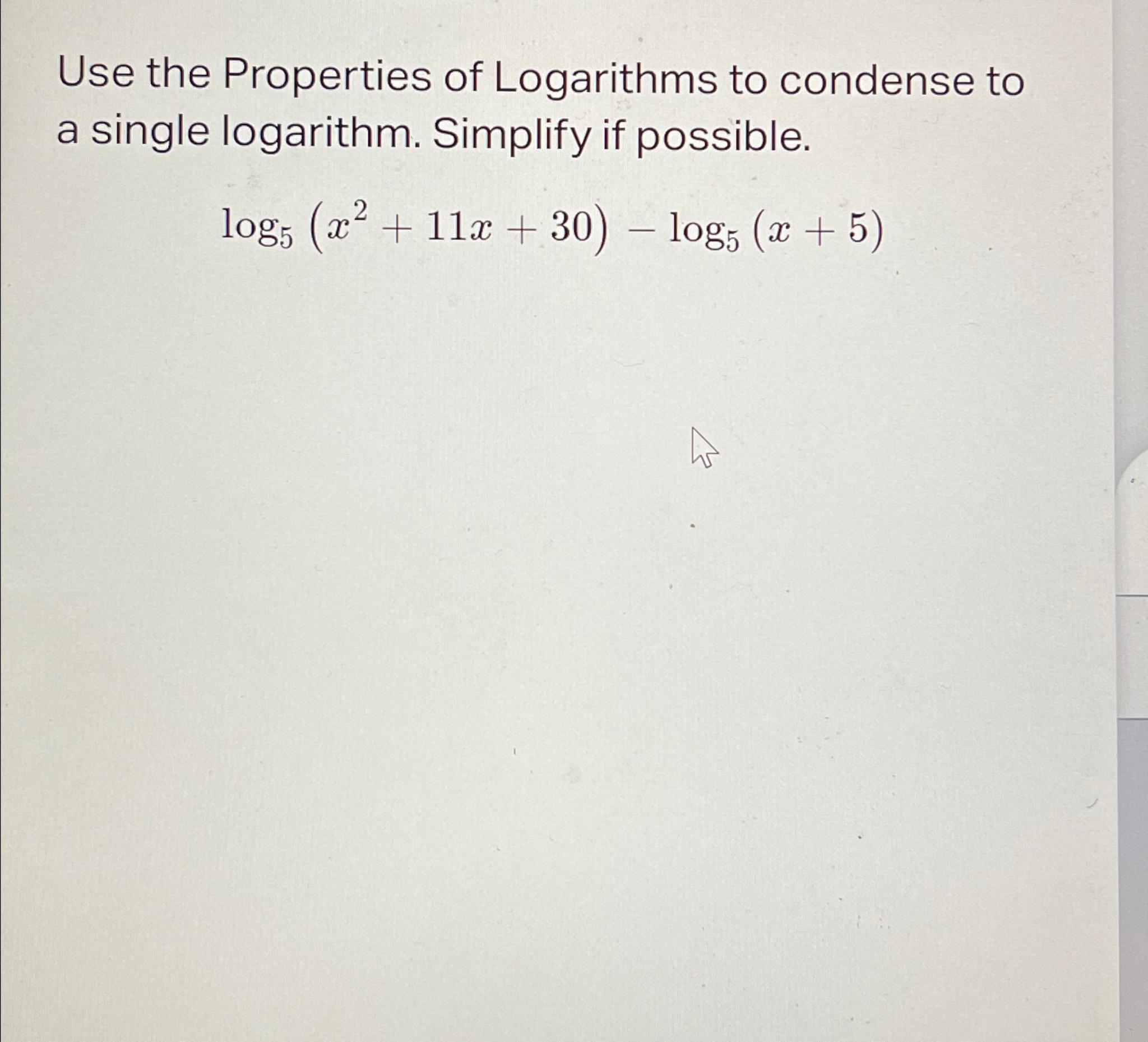 Solved Use the Properties of Logarithms to condense to a | Chegg.com