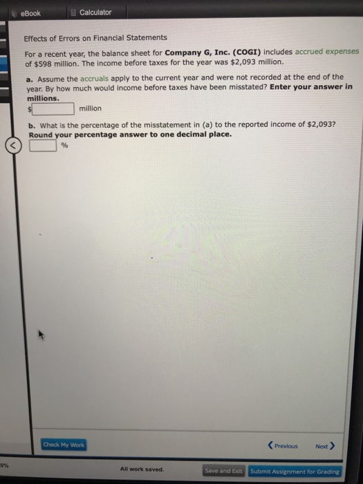 Solved eBook Calculator Effects of Errors on Financial | Chegg.com