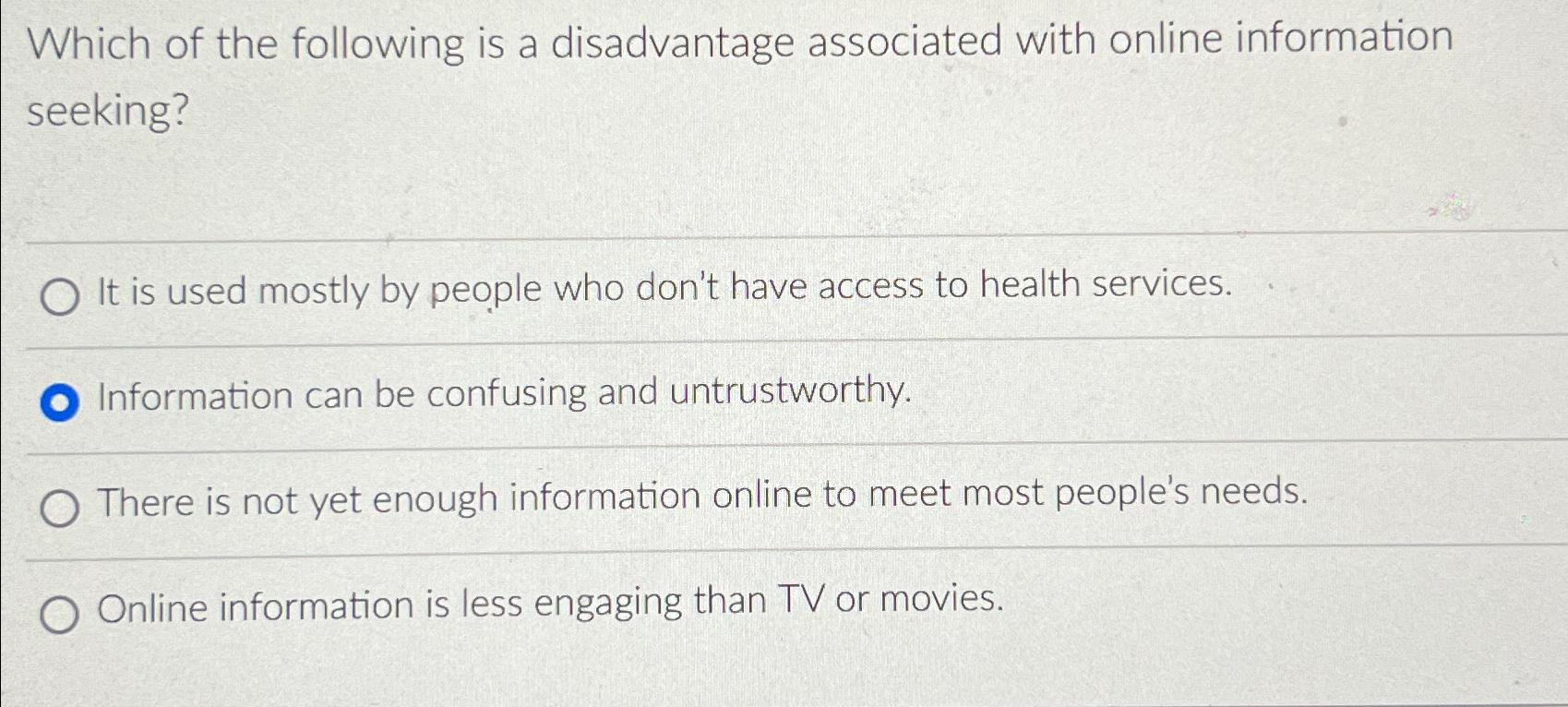 Solved Which of the following is a disadvantage associated | Chegg.com