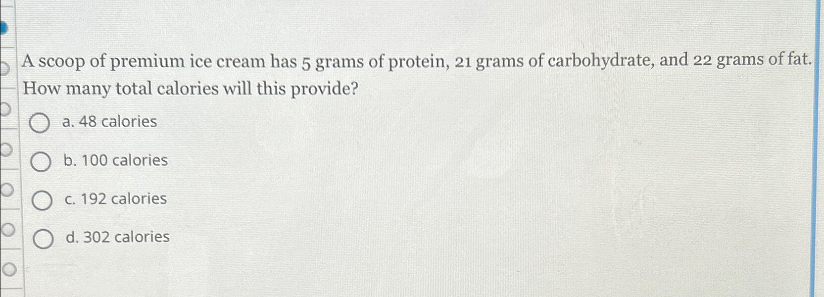 Solved A scoop of premium ice cream has 5 ﻿grams of protein, | Chegg.com