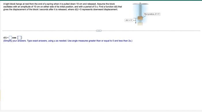 Solved A light block hangs at rest from the end of a spring | Chegg.com