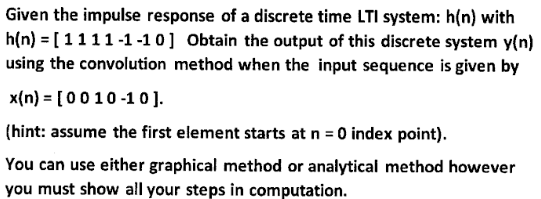 Solved Given the impulse response of a discrete time LTI | Chegg.com