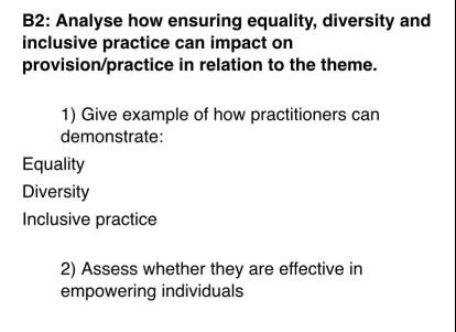 Solved B2: Analyse how ensuring equality, diversity and | Chegg.com