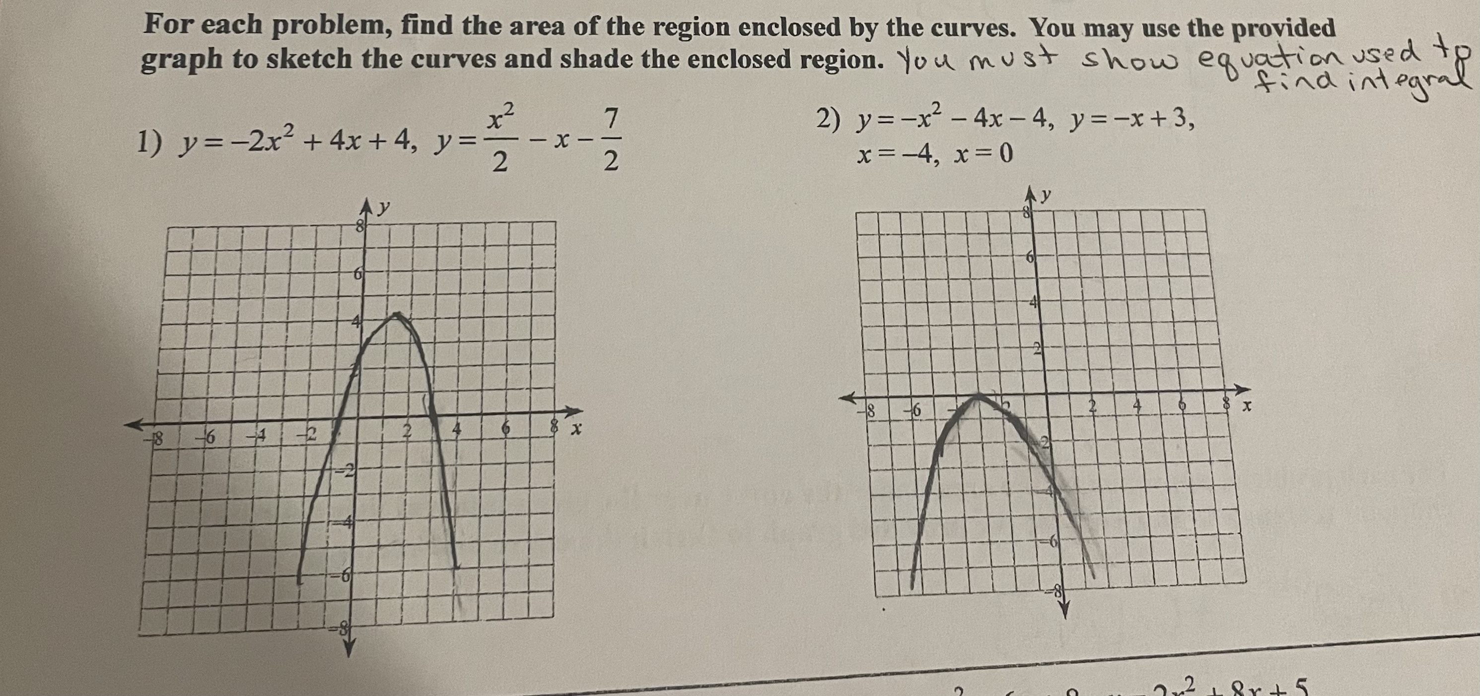 Solved For each problem, find the area of the region | Chegg.com