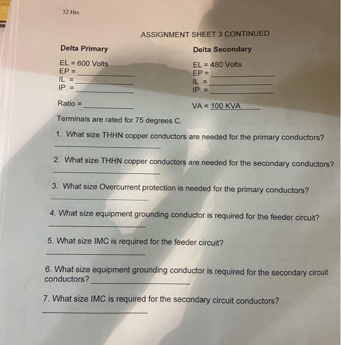 Solved ASSIGNMENT SHEET 3 CONTINUED Delta Primary Delta | Chegg.com