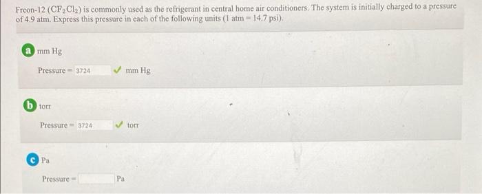 Solved Freon-12 (CF,Cl) is commonly used as the refrigerant | Chegg.com