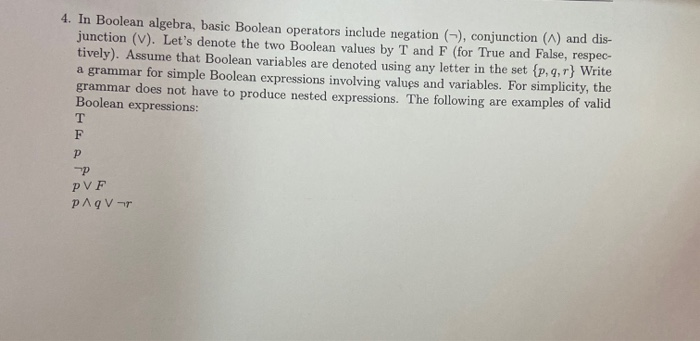Solved 4 In Boolean Algebra Basic Boolean Operators 4698
