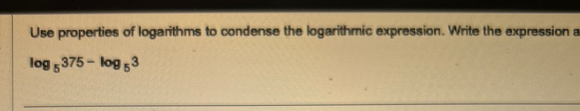 Solved Use properties of logarithms to condense the | Chegg.com