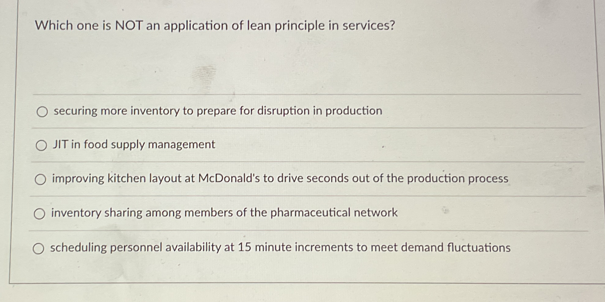 Solved Which one is NOT an application of lean principle in | Chegg.com