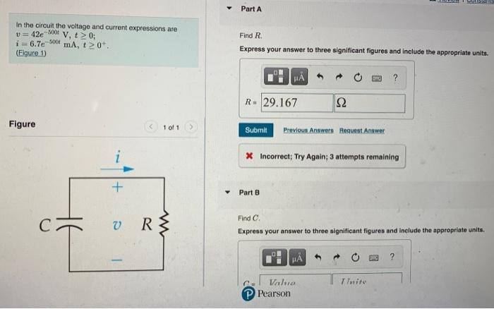Solved Find τ (in milliseconds). Express your answer using | Chegg.com
