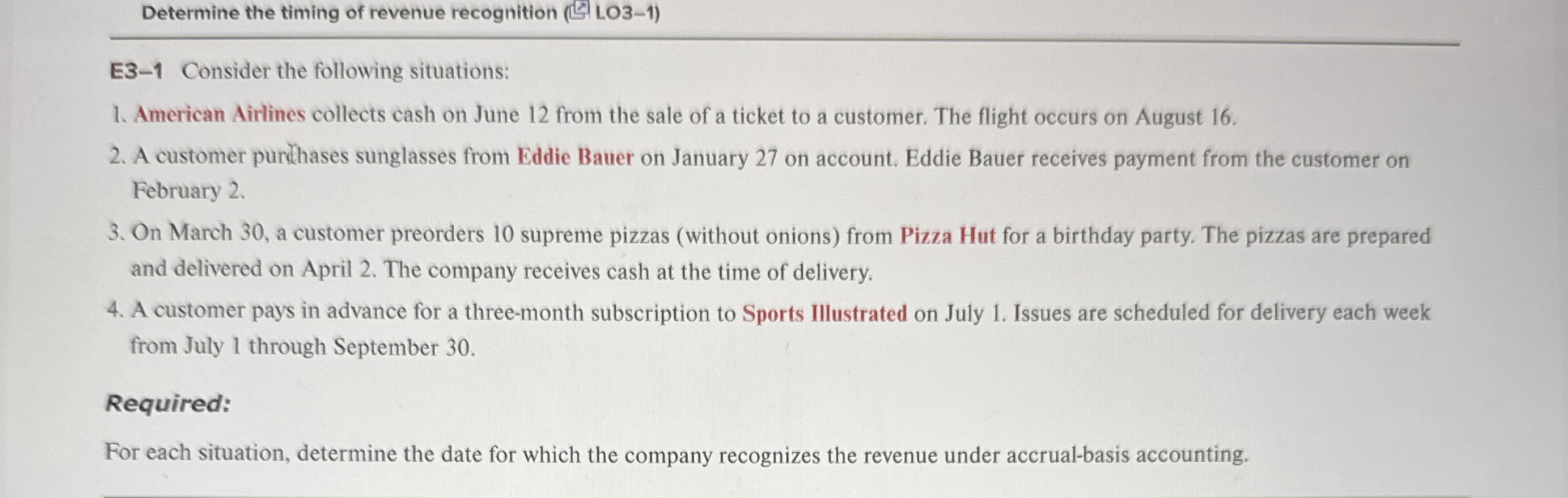 Solved Determine the timing of revenue recognition | Chegg.com
