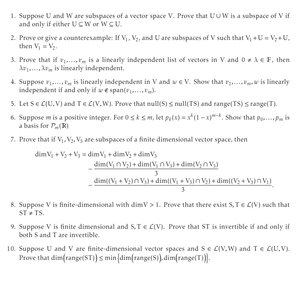 Solved Suppose U ﻿and W ﻿are subspaces of a vector space V. | Chegg.com