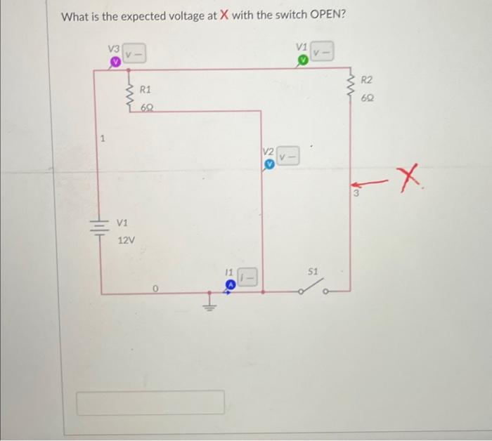 Solved What is the expected voltage at X with the switch | Chegg.com