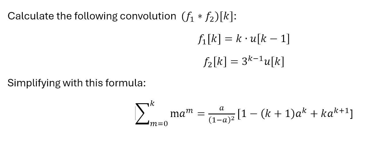 Solved Calculate the following convolution (f1**f2)[k] | Chegg.com