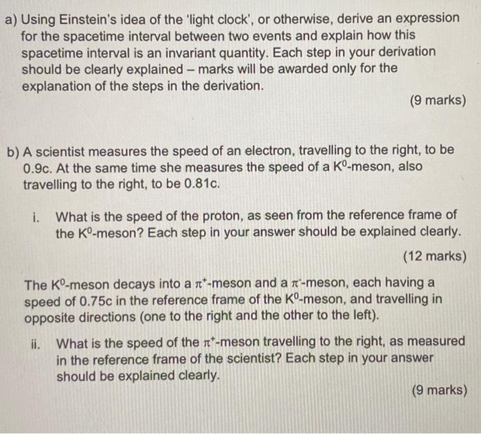 Solved a) Using Einstein's idea of the 'light clock', or | Chegg.com