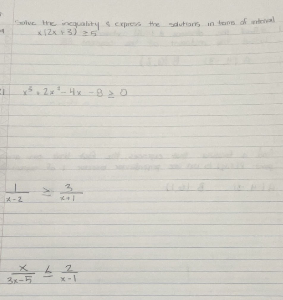 Solved Solve the incquality & express the solutions in terms | Chegg.com