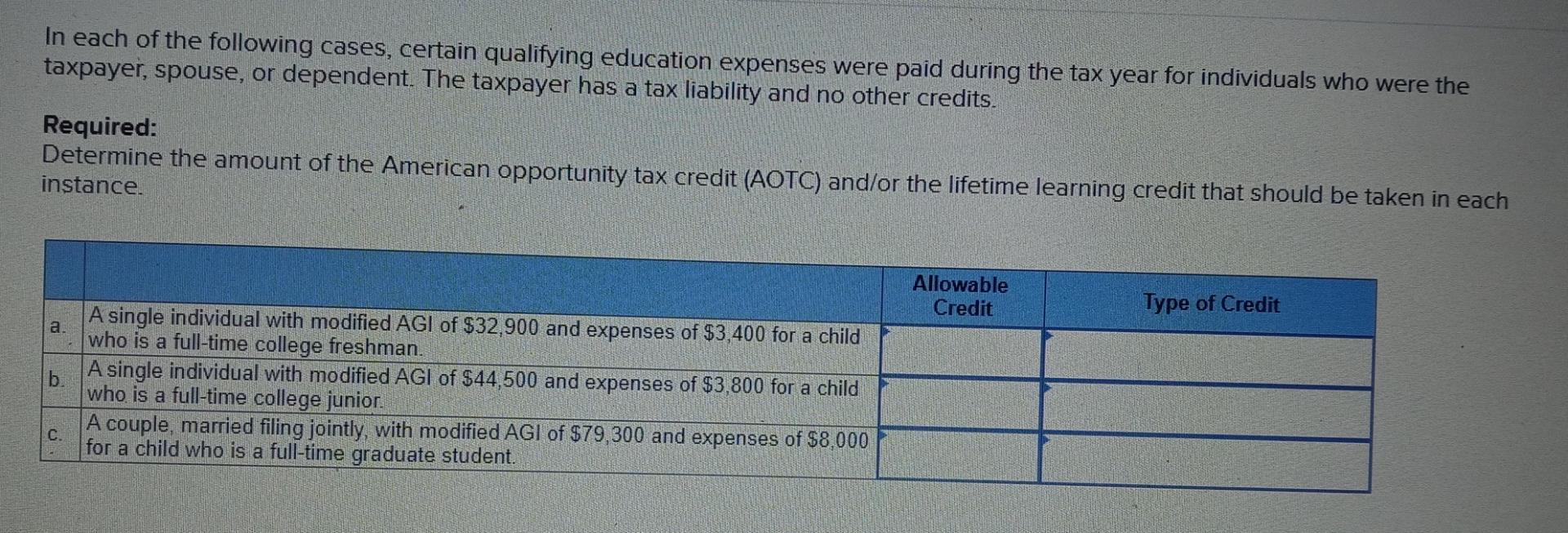Solved In each of the following cases, certain qualifying | Chegg.com