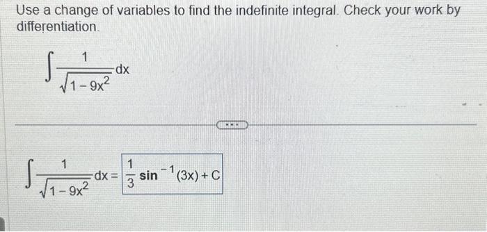 Solved Use a change of variables to find the indefinite | Chegg.com